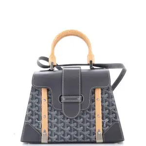 Goyard Saigon Top Handle Bag Coated Canvas With Leather Pm - Grey