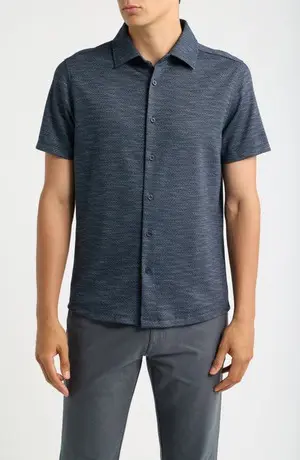 ROBERT BARAKETT Zimmerman Short Sleeve Knit Button Up Shirt