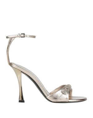 Givenchy Metallic Leather Stiletto Sandals With Crystal Embellishments - Gold