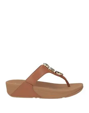 Fitflop Tan Synthetic Embellished Thong Wedge Sandals - Brown