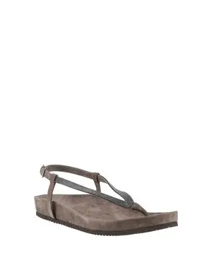 Brunello Cucinelli Suede Slingback Thong Sandals