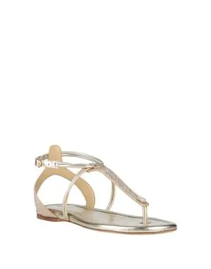 Zadig&Voltaire Platinum Leather Thong Sandals With Crystal Embellishments