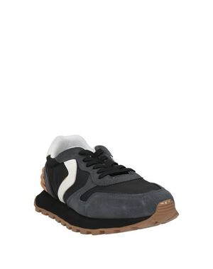 VOILE BLANCHE Charcoal Leather And Textile Sneakers