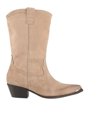 FABRIZIO CHINI Suede Cowboy Boots With Pointed Toe And Cuban Heel - Beige
