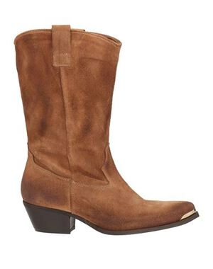 FABRIZIO CHINI Suede Cowboy Boots With Pointed Toe And Cuban Heel - Tan