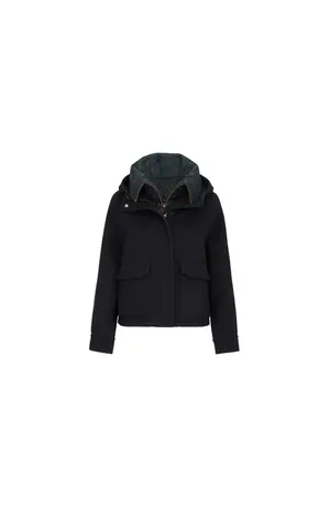 Brunello Cucinelli Virgin Wool And Cashmere Double Cloth Jacket With Detachable Padded Vest - Night
