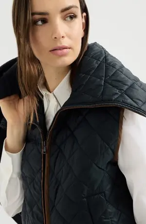 Brunello Cucinelli Virgin Wool And Cashmere Double Cloth Jacket With Detachable Padded Vest - Night