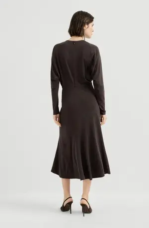 Brunello Cucinelli Techno Wool Jersey Dress With Monili