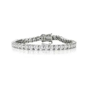 GENEVIVE Gold Plated Tennis Bracelet With Round Cubic Zirconia - White