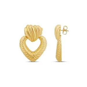 SHYMI Textured Heart Drop Earrings - Gold