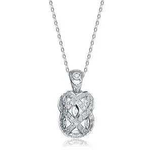 GENEVIVE Sterling Silver Cubic Zirconia Pendant Necklace - White/silver
