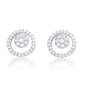 GENEVIVE White / Silver Cubic Zirconia Sterling Silver White Gold Plated Round Earrings - White/silver