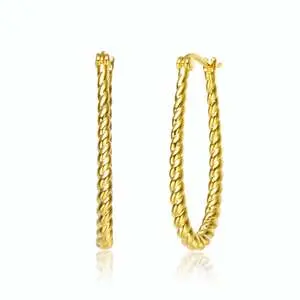 GENEVIVE Rachel Glauber Plated U Large Hoop Earrings - Gold