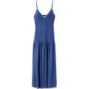 Mango Printed Smocked Dress - Navy