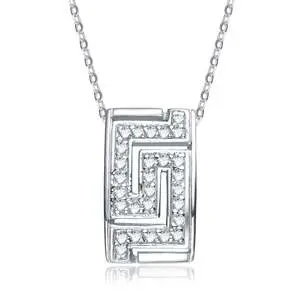GENEVIVE Sterling Silver Cubic Zirconia Pendant Necklace - White/silver