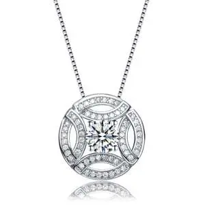 GENEVIVE Sterling Silver Cubic Zirconia Pendant Necklace - White/silver