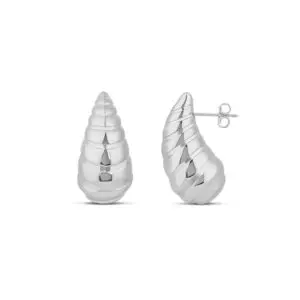 SHYMI Textured Tear Drop Hoops - Silver
