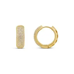 SHYMI Thick Dome Pave Hoops - Gold
