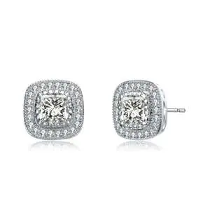 GENEVIVE Rachel Glauber Gold Plated With Cubic Zirconia Stud Earrings - White