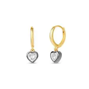 SHYMI Gold / Black Bezel Heart Hoop Earrings Black Rhodium - Gold/black