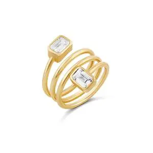 SHYMI Emerald Spiral Statement Ring - Gold