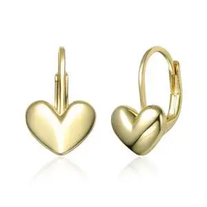 GENEVIVE Yellow Plated Heart Drop Leverback Earrings - Gold
