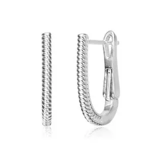 GENEVIVE Rachel Glauber Gold Plated U Small Hoop Earrings - White