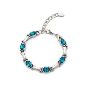 BY VIRGO Cyrene Bracelet With Oval Stones And Matte Silver-tone Links