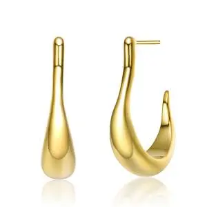 GENEVIVE Rachel Glauber Colored Asymmetrical Open Hoop Earrings - Gold