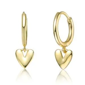 GENEVIVE Yellow Plated Heart Dangling Earrings - Gold