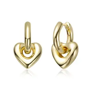 GENEVIVE Yellow Plated Heart Huggie Earrings - Gold