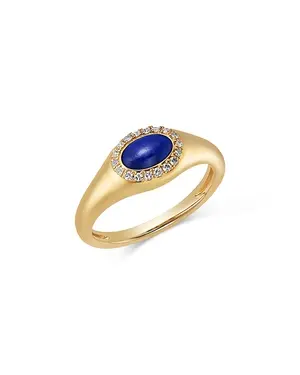 Bloomingdale'S Gemstone & Diamond Pinky Ring In 14k Yellow Gold - Lapis Lazuli