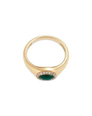 Bloomingdale'S Gemstone & Diamond Pinky Ring In 14k Yellow Gold - Malachite