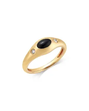 Bloomingdale'S Gemstone & Diamond Pinky Ring In 14k Yellow Gold - Onyx