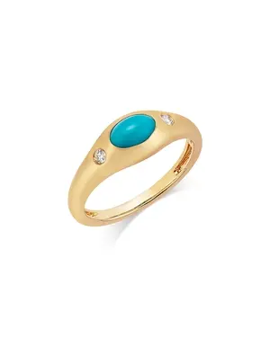 Bloomingdale'S Gemstone & Diamond Pinky Ring In 14k Yellow Gold - Turquoise