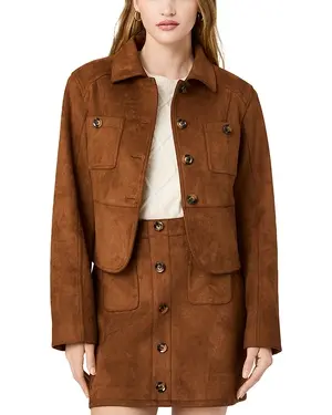 French Connection Laney Faux Suede Tailored Jacket - Tan