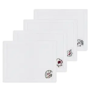 KUTNIA Fruit Motif Embroidered Linen Placemats, Set Of 4 - Mutli
