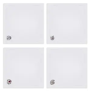 KUTNIA Fruit Motif Embroidered Linen Cocktail Napkins, Set Of 4 - Mutli