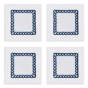 KUTNIA Bodrum Ropework Embroidered Cocktail Napkins, Set Of 4