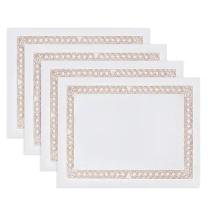 KUTNIA Anatolia Scroll Embroidered Placemat, Set Of 4 - Champagne