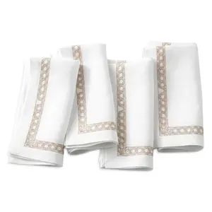 KUTNIA Anatolia Scroll Border Embroidered Napkin, Set Of 4