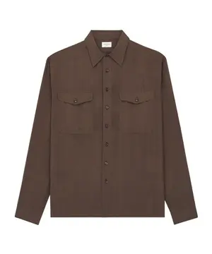Saint Laurent Shirt In Silk Habotai - Brown