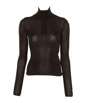 THE FRANKIE SHOP Ribbed Mock Neck Quarter-zip Sweater
