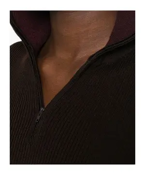 THE FRANKIE SHOP Ribbed Mock Neck Quarter-zip Sweater
