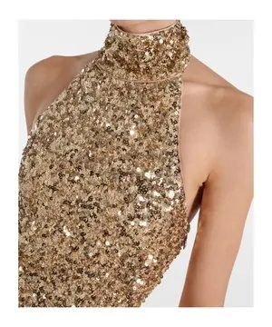 ROTATE BY BIRGER CHRISTENSEN Sequined Halterneck Dress