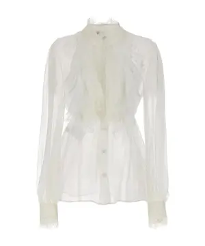 Alberta Ferretti Chest Detail Long-sleeved Shirt - White
