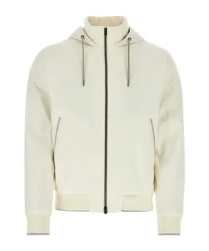 Herno Zip-up Drawstring Hooded Jacket - White
