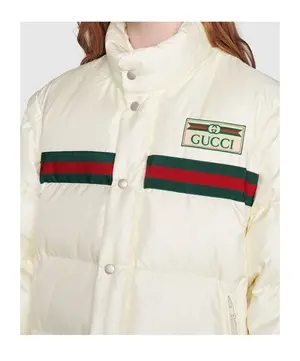 Gucci Padded Bomber Jacket With Webbing And Logo Patch