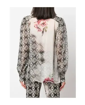 Alberta Ferretti High-neck Frilled Long-sleeve Blouse