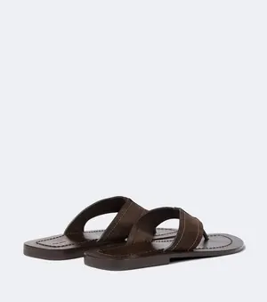 THE ROW Dan Suede Flip-flops - Brown